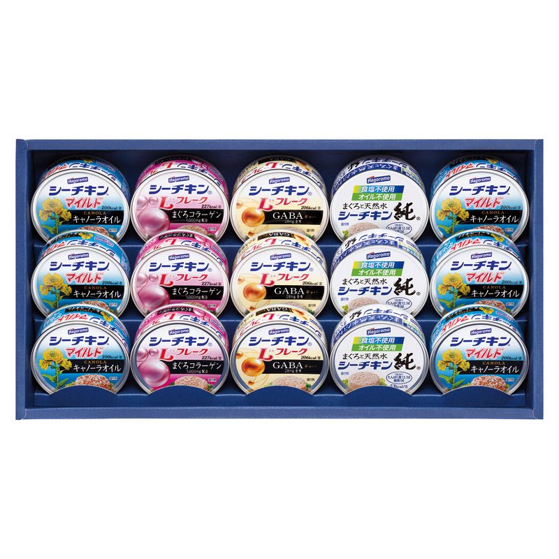 　ギフトサービスについて■メーカー:はごろもフーズ■商品名:シーチキンギフト■セット内容:シーチキンマイルドキャノーラオイル(70g)×6、シーチキンLフレーク(コラーゲン入り・GABA入り)・まぐろと天然水で作ったシーチキン純(各70g)...