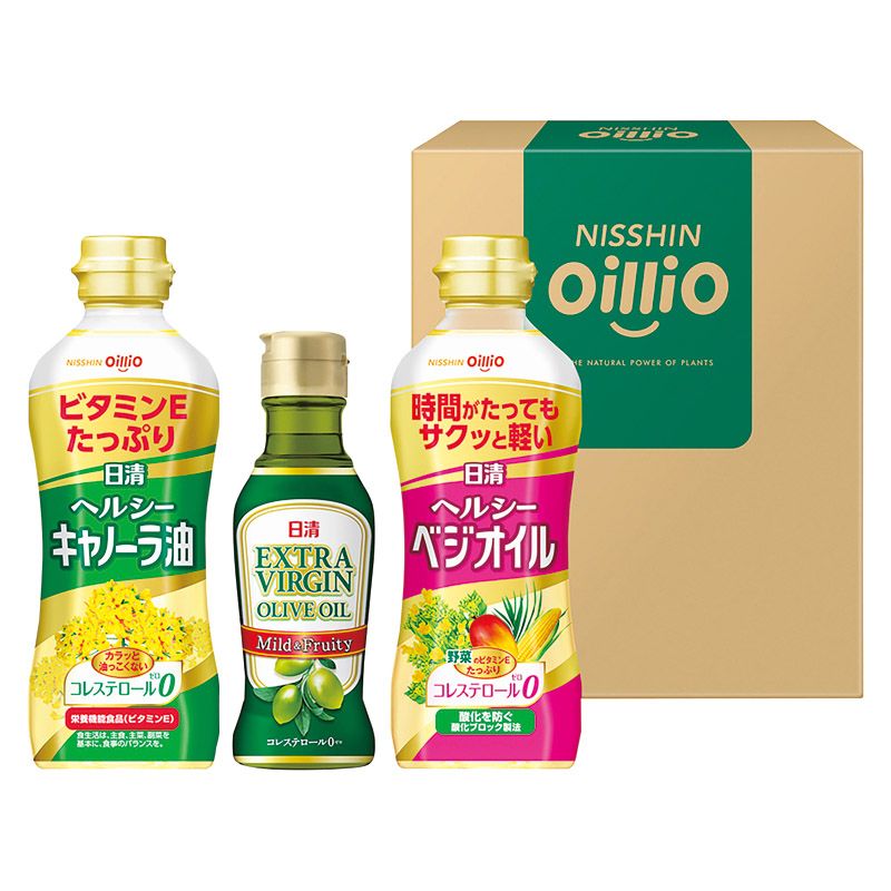 　ギフトサービスについて■メーカー:日清オイリオ■商品名:ヘルシーオイル&amp;エキストラバージンオリーブオイルギフト■セット内容:ヘルシーキャノーラ油・ヘルシーベジオイル(各350g)・エキストラバージンオリーブオイル(145g)×各1...