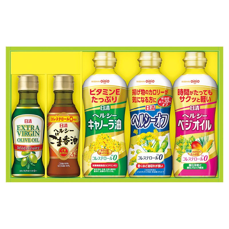 　ギフトサービスについて日清エキストラバージンオリーブオイルをはじめバラエティ豊かな食用油を詰め合わせたギフト■メーカー:日清オイリオ■商品名:オリーブオイル&amp;バラエティオイルギフト■セット内容:エキストラバージンオリーブオイル・ヘ...