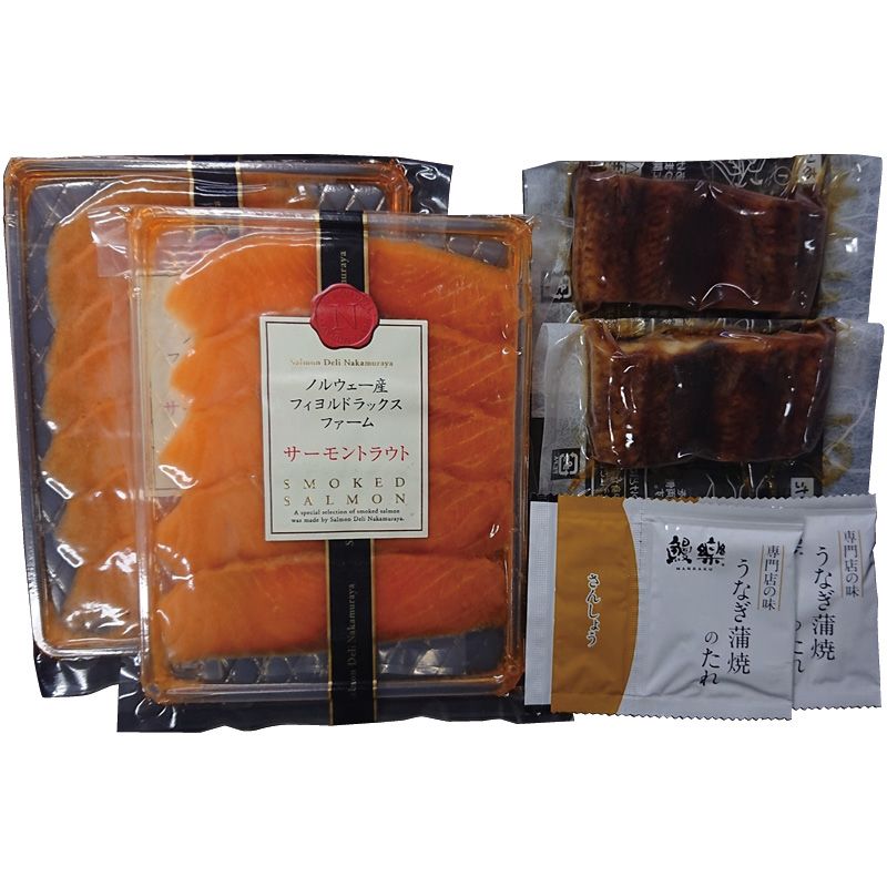 養殖から販売まで、プロの目利きが行き届いた鰻楽のうなぎ蒲焼と、素材そのものの旨みを最大限に引き出した、まろやかでソフトなスモークサーモンの珍しい詰合せです■商品名:鰻楽うなぎ蒲焼切身・中村屋スモークサーモン詰合せ■セット内容:うなぎ蒲焼(切...