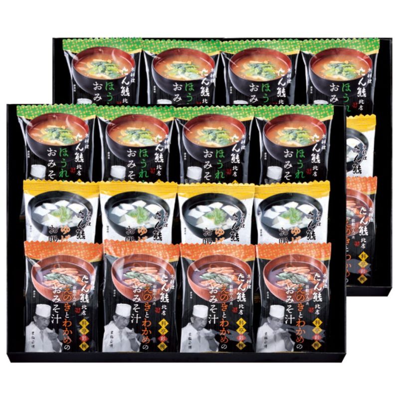 　ギフトサービスについて都の日本料理の老舗、たん熊北店が監修したお吸い物やおみそ汁。風趣を凝らした絶品の味をフリーズドライにてご家庭でお楽しみいただけます。■商品名:「たん熊北店」料亭彩椀ギフトセット■品番:MTR-24■賞味期限:1年■J...