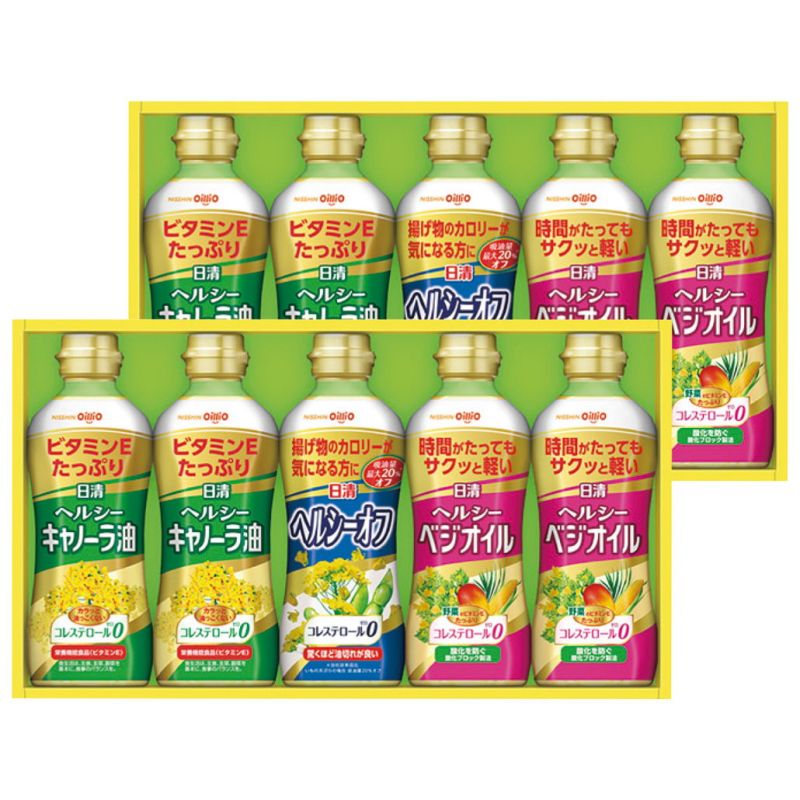　ギフトサービスについてヘルシーなバラエティオイルを詰め合わせたギフト。■商品名:日清ヘルシーオイルギフトセット■品番:OP-50W■賞味期限:25ヶ月■JAN:4902380433361日清ヘルシーキャノーラ油350g×4、日清ヘルシーオ...