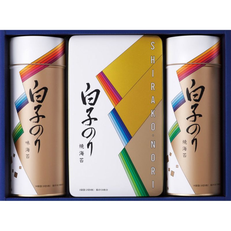 　ギフトサービスについて風味豊かな味のりと焼のりの詰合せギフトです。■商品名:白子のり 海苔詰合せ■品番:SA-400■賞味期限:1080日■JAN:4901673017400味のり14袋詰(8切5枚)、焼のり2袋詰(2切8枚)、焼のり14...