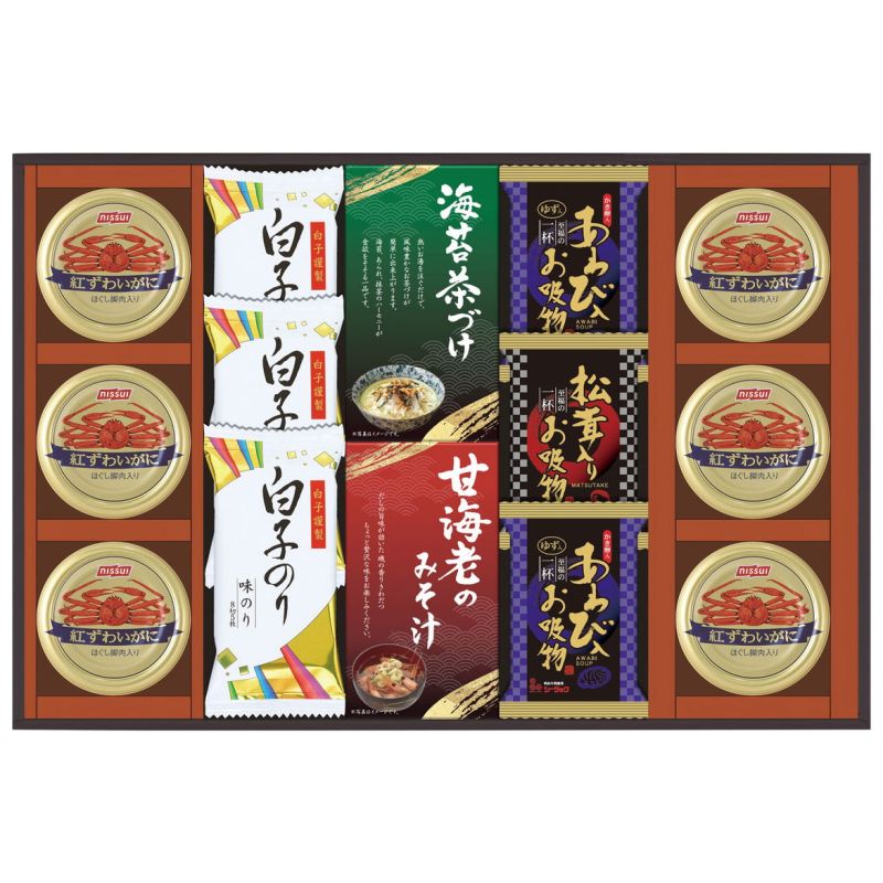 　ギフトサービスについてあわび・松茸の贅沢な食材を使用したフリーズドライと紅ずわいがに、甘海老の味噌汁や海苔茶漬けなど豪華な山海の幸を詰め合わせました。■商品名:贅沢フリーズドライと山海の幸■品番:AT-80■賞味期限:365日■JAN:4...