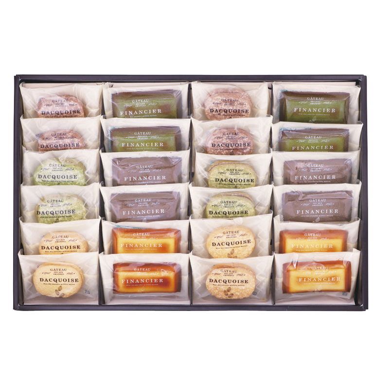 　ギフトサービスについて菓子職人が丁寧に自家挽きしたアーモンドプードルを使用して、香り高く焼き上げたダックワーズとフィナンシェの本格ガトーセレクション。■商品名:自家挽きアーモンドのガトーセレクション 24個入■メーカー品番:GS24■温度...