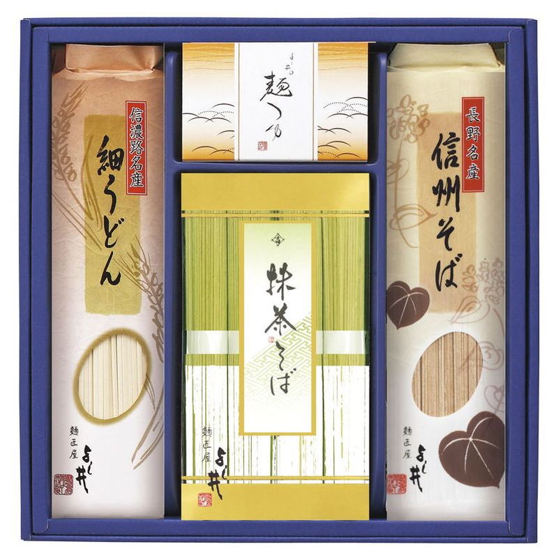 　ギフトサービスについて■商品名:信州そば・細うどんセット■メーカー品番:FUB-20R■温度帯:常温■賞味期間:360日間■商品内容:(信州そば・細うどん)各120g・抹茶そば80g×4・めんつゆ30ml×2 【小麦・そば】■箱サイズ:箱...