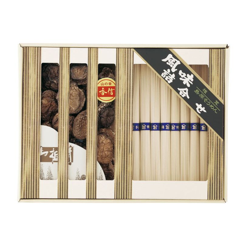 　ギフトサービスについて■商品名:国産椎茸と手延そうめん御詰合せ■メーカー品番:KBY-CJ3■温度帯:常温■賞味期間:690日間■商品内容:国内産原木香信椎茸35g・島原手延そうめん45g×8束 【小麦】■箱サイズ:箱245×318×34...