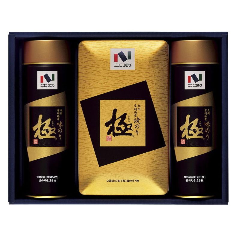 　ギフトサービスについて■商品名:焼のり・味のり詰合せ■メーカー品番:極KN-30S■温度帯:常温■賞味期間:720日間■商品内容:味のり10袋詰(8切5枚)×2・焼のり2袋詰(2切7枚) 【小麦・えび】■箱サイズ:箱255×330×82m...