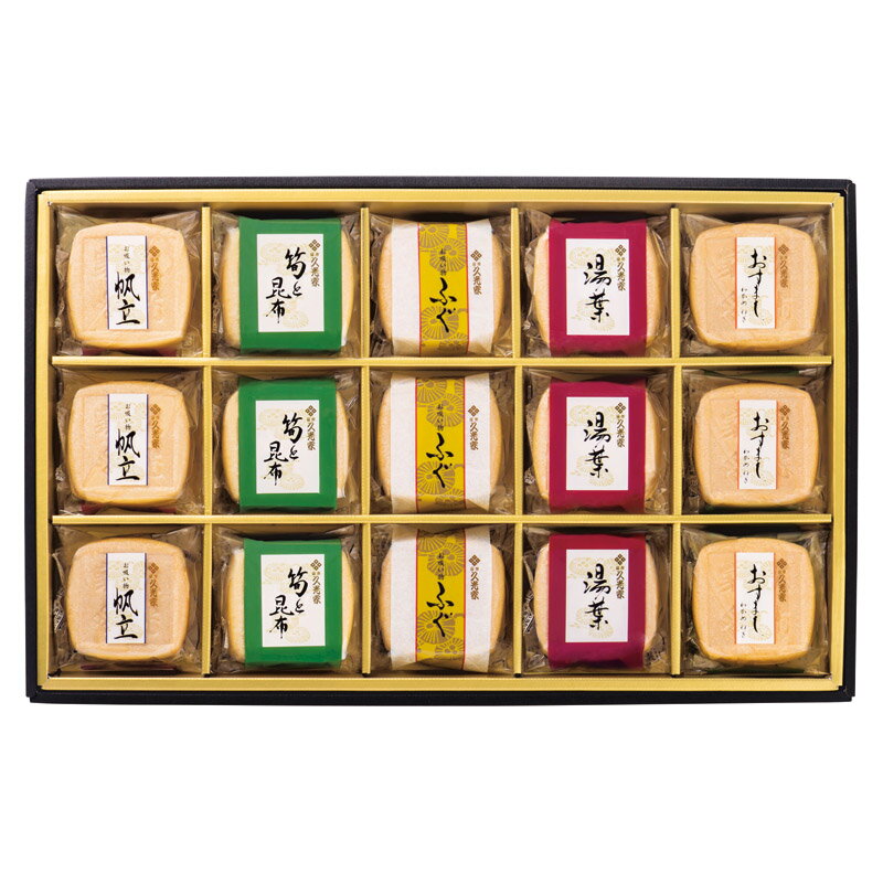 　ギフトサービスについてお椀に最中を入れ、お湯を注ぐだけで手軽に本格お吸物がお楽しみいただけます。■商品名:久光家 お吸物詰合せ■箱種類:化粧箱■箱サイズ:約250×400×50mm(入)■内容:帆立(12g)・筍と昆布(12g)・ふぐ(1...