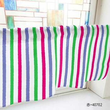 &nbsp;カフェカーテン ラフストライプ 800×450mm 赤・40702可愛らしいデザイン♪【カフェカーテン ラフストライプ 800×450mm 赤・40702】 fk094igrjs ラフに描かれたカラフルなボーダー柄が可愛らしいデ...