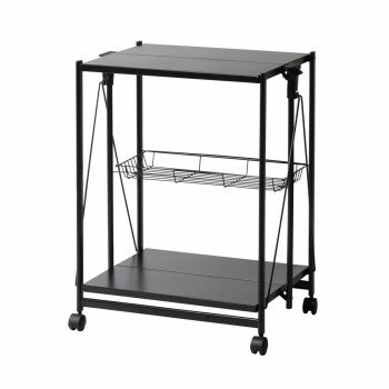 &nbsp;弘益(KOEKI) UTILITY フォールディングワゴン キッチンワゴン ブラック FKW570BK折り畳めてコンパクトに収納できるスチールワゴン【弘益(KOEKI) UTILITY フォールディングワゴン キッチンワゴン ブ...