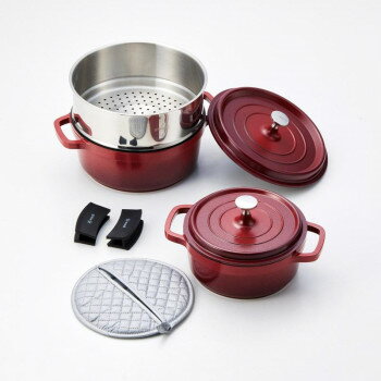 　ギフト対応について　楽天国際配送対象店舗 （海外配送）　Rakuten International Shipping&nbsp;ジョイア キャセロール＆蒸し器5点セット XC-5RE 5557-117おすすめ【ジョイア キャセロール＆蒸し...