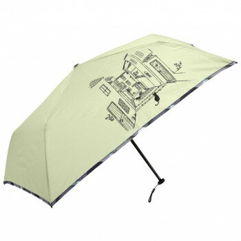 　ギフト対応について　楽天国際配送対象店舗 （海外配送）　Rakuten International Shipping&nbsp;三国 グラスファイバー骨軽量ミニ折りたたみ傘 チェックパイピングと猫(トートバッグ) グリーン A311431...