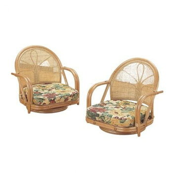 &nbsp;今枝商店 Romantic Rattan 籐回転座椅子2脚組 ロータイプ S33安心の肘掛け付【今枝商店 Romantic Rattan 籐回転座椅子2脚組 ロータイプ S33】 fk094igrjs 座ったまま向きが変えられる...