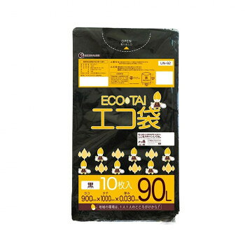 &nbsp;ECO TAI エコ袋 90L UN-92 黒 10枚×40冊強度を持った商品【ECO TAI エコ袋 90L UN-92 黒 10枚×40冊】 fk094igrjs 90Lペールに適した大きさです。厚みは0.030mmで、丈夫...