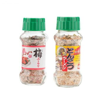 &nbsp;みなり 梅ふりかけ 85g・とんこつラーメンふりかけ 80g 各15個セットふりかけセット【みなり 梅ふりかけ 85g・とんこつラーメンふりかけ 80g 各15個セット】 栄養成分(100g当たり)梅ふりかけ:熱量:353kca...