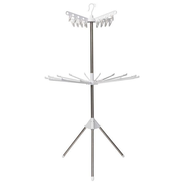 　ギフトサービスについて　楽天国際配送対象店舗 （海外配送）　Rakuten International Shipping〇コンパクトに効率良く干せる2段パラソルタイプの物干しスタンド〇サビに強く丈夫なステンレス巻きスチールパイプを採用〇ピ...