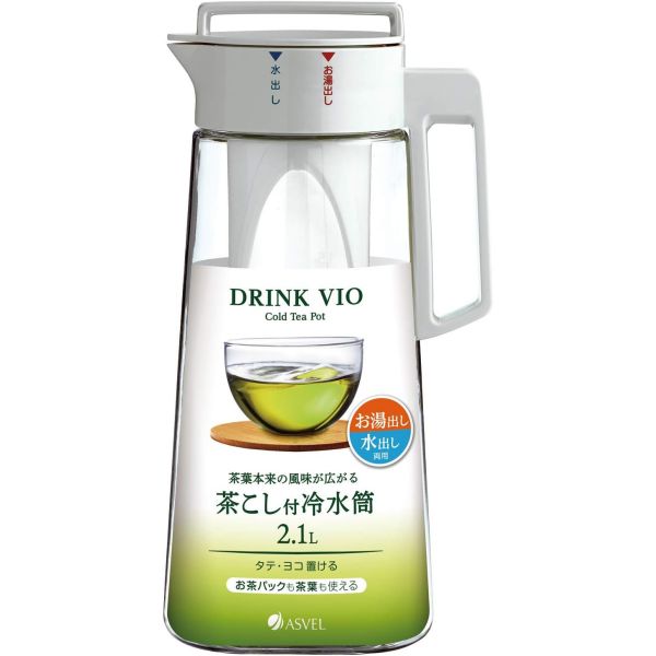 　ギフトサービスについて茶こし付きで、水出しお湯出し、両方に対応した冷水筒。熱湯OK。※室温程度に冷ましてからフタをし、冷蔵庫に入れること。横置きOK。広口で洗いやすい形状。フタと茶こし本体には茶渋が付きにくい加工済み。電子レンジ・食器洗い...