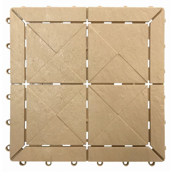 　ギフトサービスについて格調高いフロアを演出する、水はけのよいプラスチック製の、石目調ジョイントタイル。天然石感覚の表面が、おしゃれに空間を演出します。(ライトグレーとディープグレーは滑らかな石調、ストーングレーとサンドベージュは砂岩のよう...