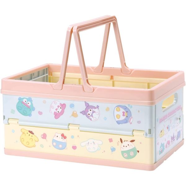 　ギフトサービスについて使わないときは折りたたんで収納できる、プラスチック製の収納バスケット。キャラクター柄。持ち運びに便利なハンドル付き。汚れても洗えて手入れが簡単。フックをしっかりはめ込む組み立て方で、丈夫に使える。同じ製品を積み重ねて...