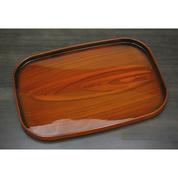 　ギフトサービスについて木目調の上品な和風トレイ。お茶や食事の配膳に便利な四角い長角盆です。木目の模様は、紀州漆器の塗り職人がひとつひとつ描いて塗り上げています。食器がすべりにくく倒れにくい、こだわりのすべり止め加工付き。持ち運び楽々。木製...