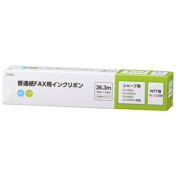 　ギフトサービスについて・商品名: ファクス用インクリボン S-SH2タイプ・型番: OAI-FHD36S・JANコード: 4971275138605・販売元: (株)オーム電機【特長】●シャープ、NTTファクシミリの交換用汎用インクリボン...
