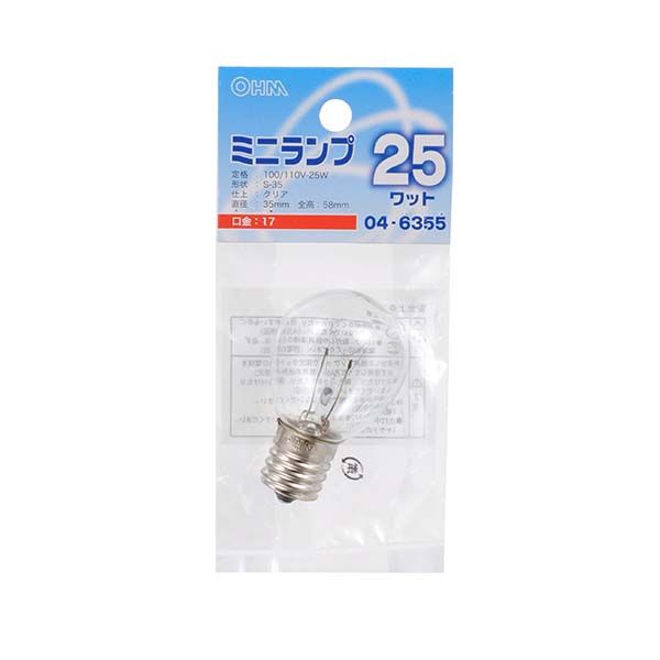 　ギフトサービスについて・商品名: ミニランプ(25W/クリア/S-35/E17)・型番: LB-S3725-C・JANコード: 4971275463554・販売元: (株)オーム電機【特長】■ 口金:E17■ 形状:S-35(径35mm)...