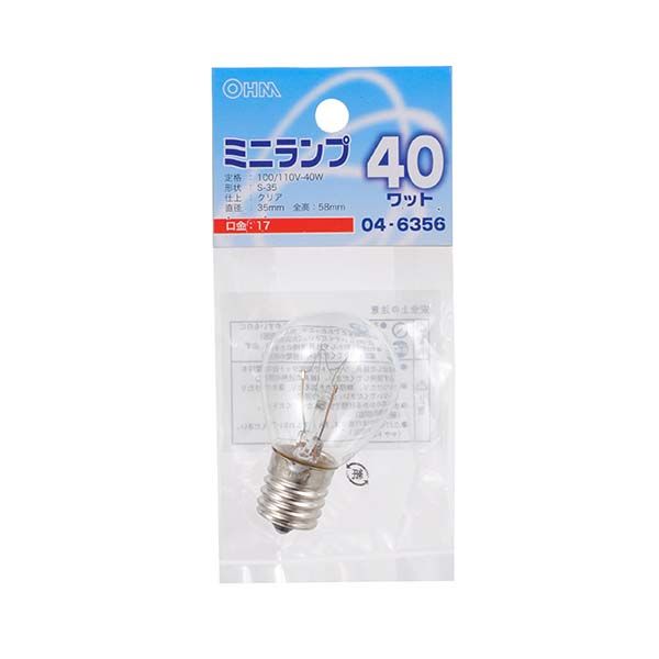 　ギフトサービスについて・商品名: ミニランプ(40W/クリア/S-35/E17)・型番: LB-S3740-C・JANコード: 4971275463561・販売元: (株)オーム電機【特長】■ 口金:E17■ 形状:S-35(径35mm)...