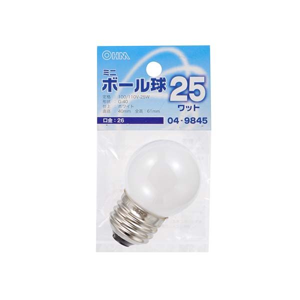 　ギフトサービスについて・商品名: ミニボール球(25W/ホワイト/G40/E26)・型番: LB-G4625-W・JANコード: 4971275498457・販売元: (株)オーム電機【仕様】■口金:E26■定格:100/110V-25W...