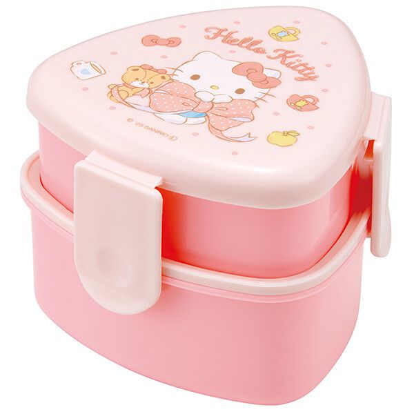 　ギフトサービスについて三角おにぎりとおかずが入る三角型のランチボックス(弁当箱)。コンビニの三角おにぎり1個が袋のまま入る。上段、下段とも、ごはんがつきにくい「くっつかない加工」が施されている。食後は1段にコンパクトに収納できる入れ子式。...