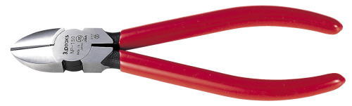 ●材料：S58C ●硬さ(HRC)：56〜64(刃部) ●刃角度：15° ●A：132mm ●B：51mm ●C：15mm ●D：9m ●E：15.5mm ●重量：90g ●切断能力 　鉄線:1.5mm 　銅線:2.6mm 　より線:2.0mm