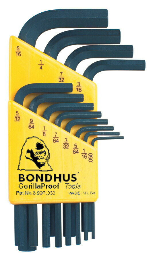 サイズ 0.050、1/16、5/64、3/32、7/64、1/8、9/64、5/32、3/16、7/32、1/4、5/16インチ 材質 材質はプロテニアム合金鋼という独自開発した素材で一般的な六角レンチに比べ、20%以上高い強度を実現して...