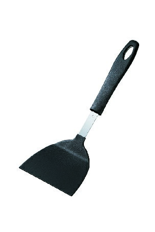【製品仕様】 ■サイズ（幅×全長）／90×260mm ■板厚／1.5mm ■重量／71g ■材質／ 　本　体：ステンレススチール 　樹脂部：66ナイロン＋ガラス繊維（抗菌剤入） ■耐熱温度／240℃