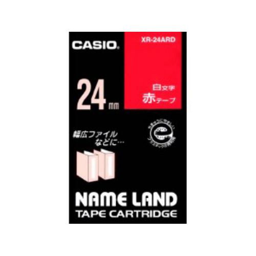 ・ネームランド用白文字テープです。　（テープ色：赤／文字色：白／24mm幅）・お店のPOPや室内の公共表示にピッタリサイズです。 テープ幅 24mm テープ長さ 8m テープ色 赤 印字色 白