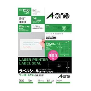 商品名 レーザープリンタラベル ?四辺余白付?（A4サイズ・12面・100シート）　28362 型番 28362 JANコード 4906186283625 メーカー エーワン シートサイズ A4判 （210×297mm） 面付き 12面 （...