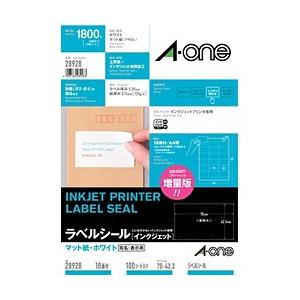 商品名 インクジェットプリンタラベル ?上下余白付?（A4サイズ・18面・100シート）　8928 型番 28928 JANコード 4906186289283 メーカー エーワン シートサイズ A4判 （210×297mm） 面付き 18面...
