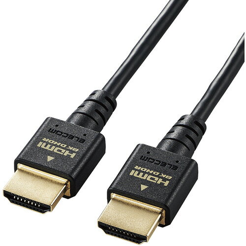 エレコム DH-HD21ES10BK HDMIケーブル HDMI2.1 ウルトラハイスピード スリム 1.0m ブラック ●48Gbpsの高速伝送により8K(60p)/4K(120p)に対応! 高い信頼性と機能性、ノイズ耐性を兼ね備えたUl...