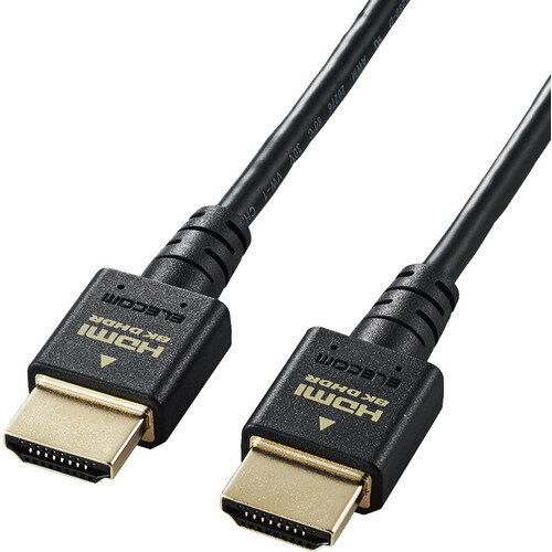 エレコム DH-HD21ES20BK HDMIケーブル HDMI2.1 ウルトラハイスピード スリム 2.0m ブラック ●48Gbpsの高速伝送により8K(60p)/4K(120p)に対応! 高い信頼性と機能性、ノイズ耐性を兼ね備えたUl...