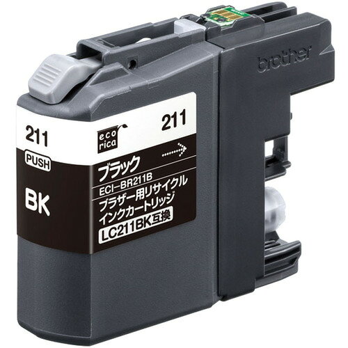エレコム ECI-BR211B-2P エコリカインク BROTHER LC211BK-2PK BK2個パック ブラック ●エコリカ リサイクルインクカートリッジ●対応カートリッジ：ブラザー LC211BK-2PK●カラー：ブラック(顔料)●...