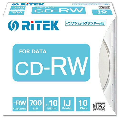 RiTEK CD-RW700.PW10P A データ用CD-RW 700MB 10枚スリムケース ホワイト発売日：2017年5月8日●美しい印刷が可能な「プリントホワイトレーベル」を採用●インクジェットプリンター対応●信頼の高品質、安心の長...