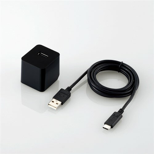 エレコム MPA-ACC12BK 12W A-Cケーブル付属 AC充電器 ブラック●1.5mのUSB Type-A -USB Type-Cケーブルを付属し、USB Type-Cコネクタ搭載のスマートフォンやタブレットを最大2.4A出力で充電...