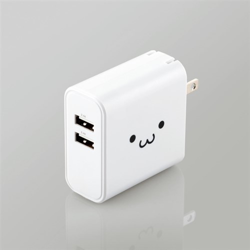 エレコム MPA-ACU05WF AC充電器 スマートフォン・タブレット用 4.8A出力 USB-Aメス2ポート おまかせ充電搭載 ホワイトフェイス ●持ち運びに便利なコンパクトサイズでありながら、おまかせ充電対応でiPhoneもAndro...