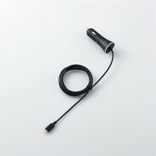 エレコム MPA-CCL01BK シガーチャージャー Lightning一体型 12/24V車対応 最大12W インジケーター付き 150cm ブラック ●充電状況がすぐ見えるインジケーターを搭載。12/24V車に対応するLightning...