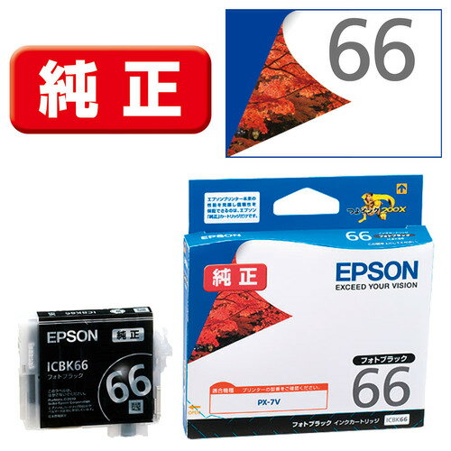 エプソン【純正】 インクカートリッジ （フォトブラック）　ICBK66■ フォトブラック【対応プリンター】PX-7V