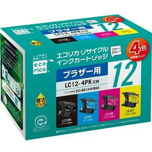 エコリカ ECI-BR124P/BOX エコリカ 互換リサイクルインクカートリッジ ブラザー LC124PK 4色パック(顔料BK含む) ●エコリカ リサイクルインク●対応カートリッジ:ブラザー LC124PK●カラー:ブラック(顔料)、シ...