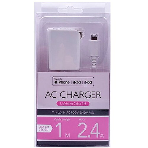 OSMA IH-AC24L100WH LightningAC 2.4A 100cm ホワイト●コンパクト設計重量わずか89g【仕様】出力：DC5V/2.4Aコネクタ：Lightnintg長さ：100cm