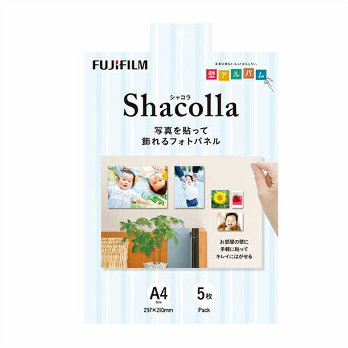 シャコラ（shacolla） WD-KABE-AL-A4-5P 壁タイプ 5枚パック A4サイズ●写真を貼って、飾れるフォトパネル！●壁やガラスなどの平らな場所に貼れる壁タイプ。●貼り直しができて、繰り返し楽しめます。●パネル両面に、特殊な...
