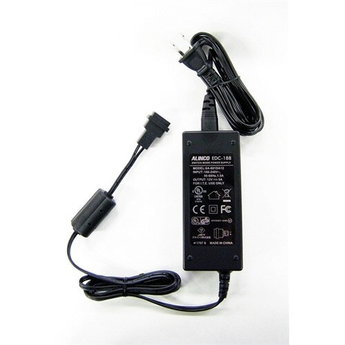 アルインコ EDC-188 連結充電用ACアダプター ALINCO 発売日：2020年12月15日●充電スタンド「EDC-214R」を2台以上連結して使用する場合に必要です。このACアダプター1台で、EDC-214Rを最大で6個まで連結して...