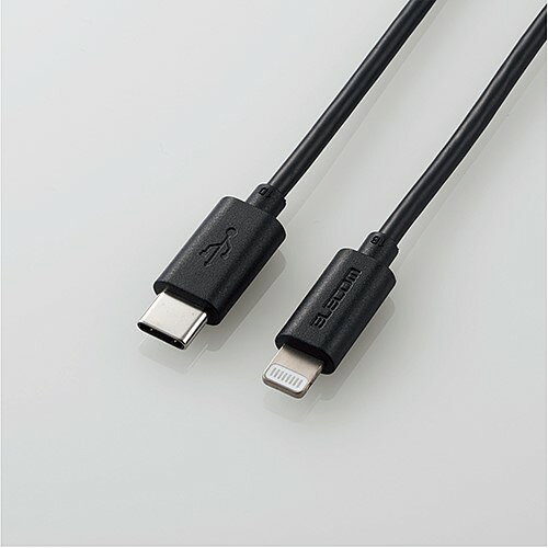 エレコム MPA-CL10BK iPhone 充電ケーブル Type-C ライトニングケーブル 1m PD対応 MFi認証 超急速 ブラック ●iPhoneの高速充電に対応。 Lightningコネクターを搭載したiPhoneなどとUSB-...