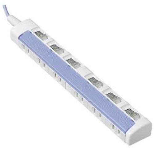 ■パナソニック ザ・タップスイッチシリーズ（6コ口）（1m）（ブルー） WHS2616DKP ●こまめに電源ON・OFF。待機電力の無駄も解消。「スイッチON」を光ってお知らせもします。 ●内ボディにトラッキングに強い『ユリア樹脂』 外ボデ...